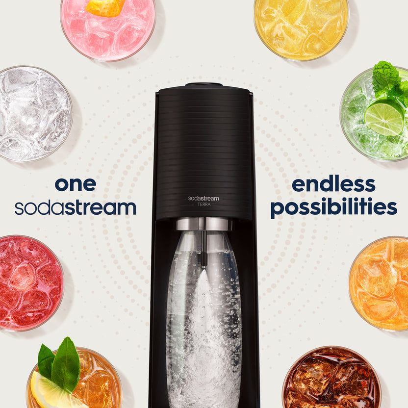 SodaStream 1L Slim Dishwasher Safe Bottles Twin Pack - Black